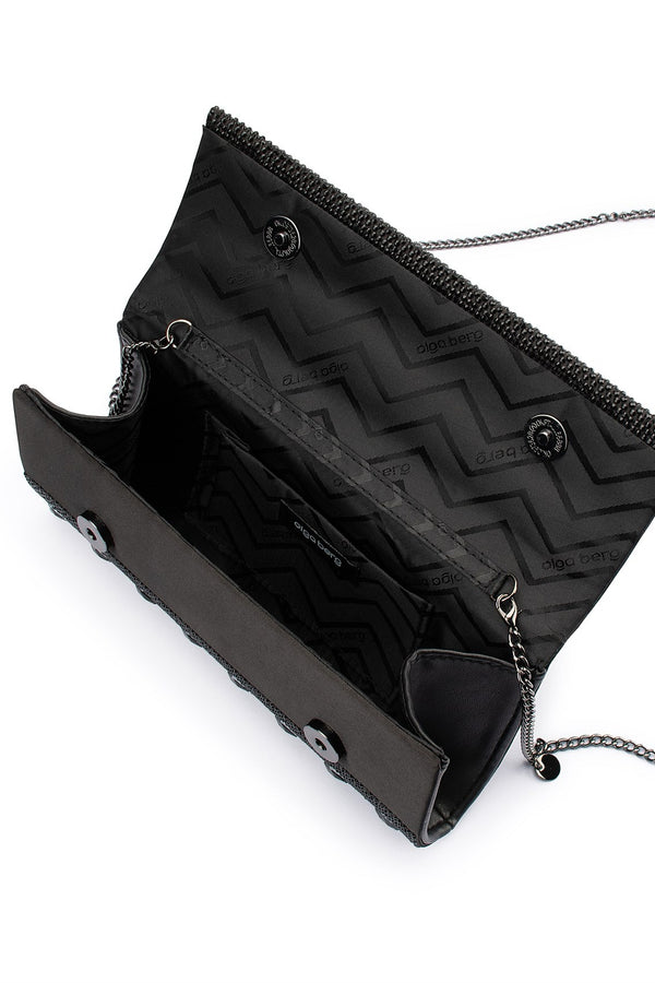 Olga Berg Addison Woven Clutch | Black || Fifi & Annie Boutique