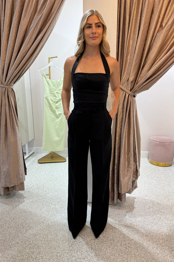Shona Joy Lani Draped Halter Top | Black - Fifi & Annie
