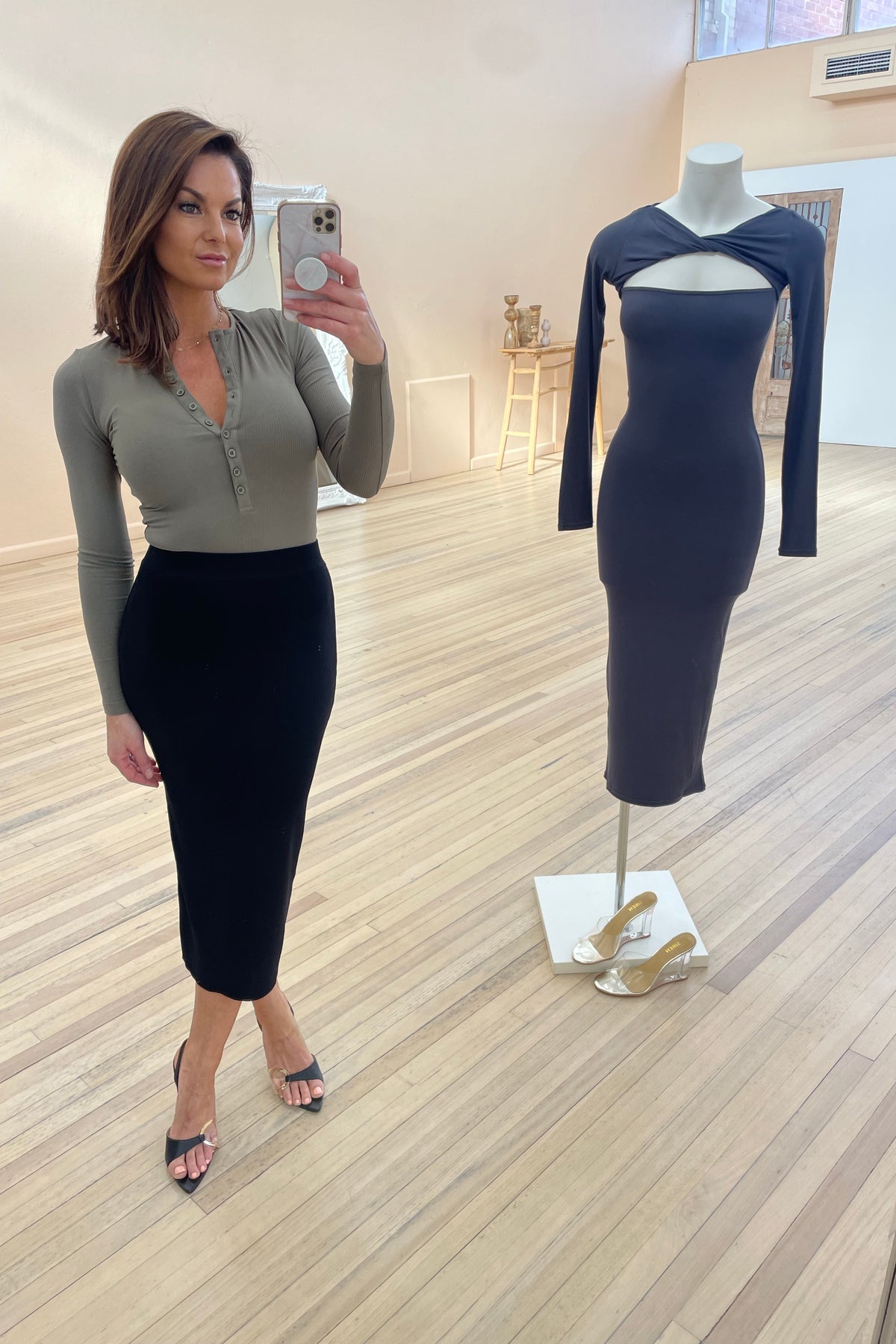 Bayse Brand Lara Bodysuit | Khaki || Fifi & Annie Boutique